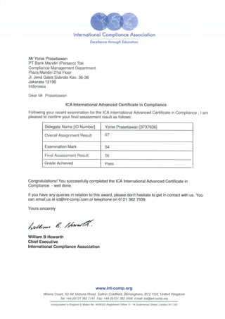 ICA International Advanced Certificate in Compliance | PDF