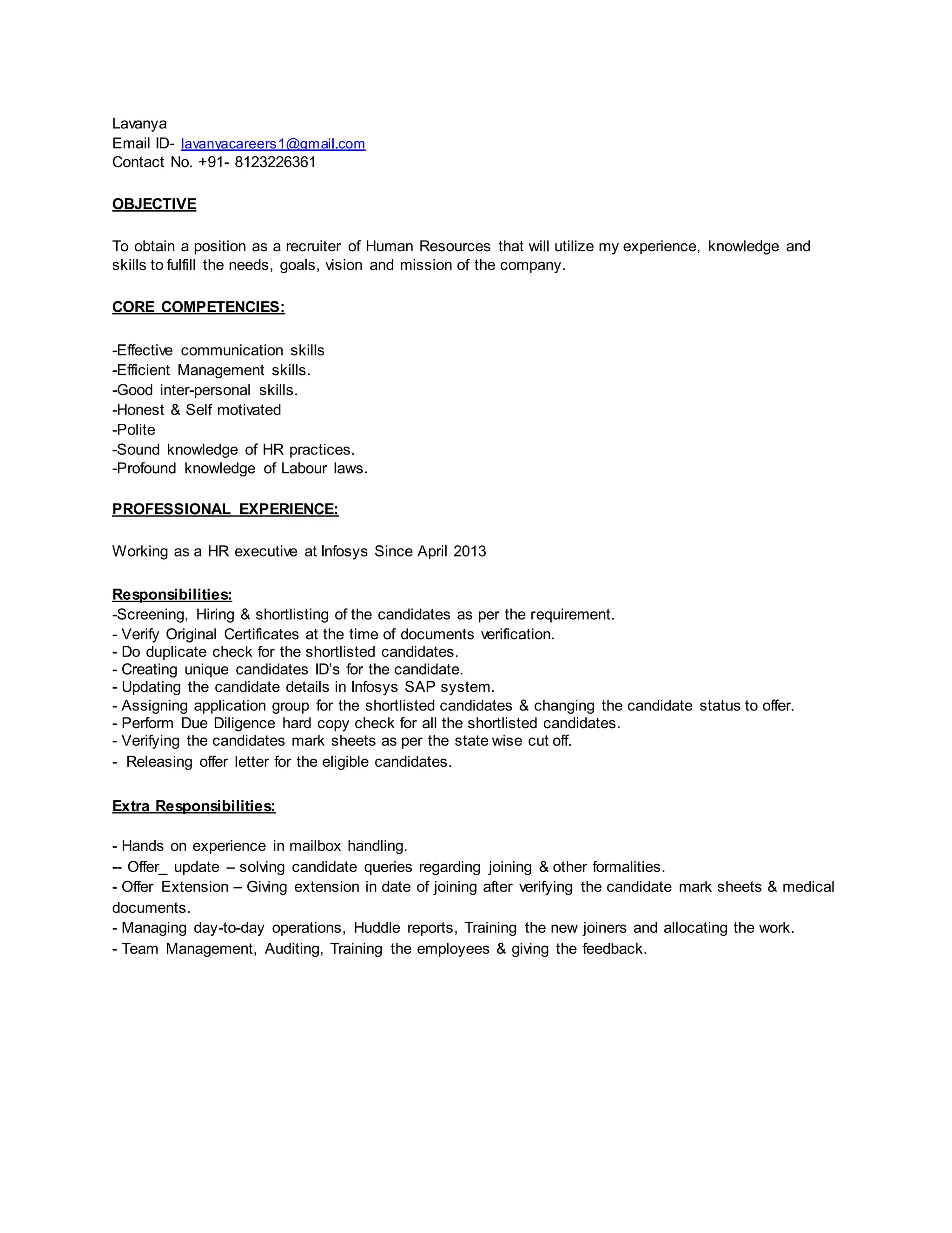 Lavanya Resume - 2015 | DOCX