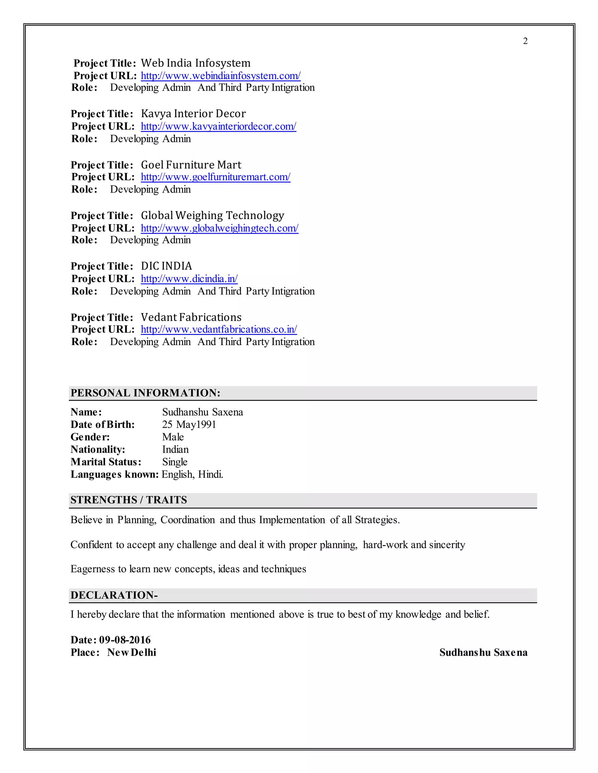 Resume-Sudhanshu ASP.NET | Programming Languages | Computing