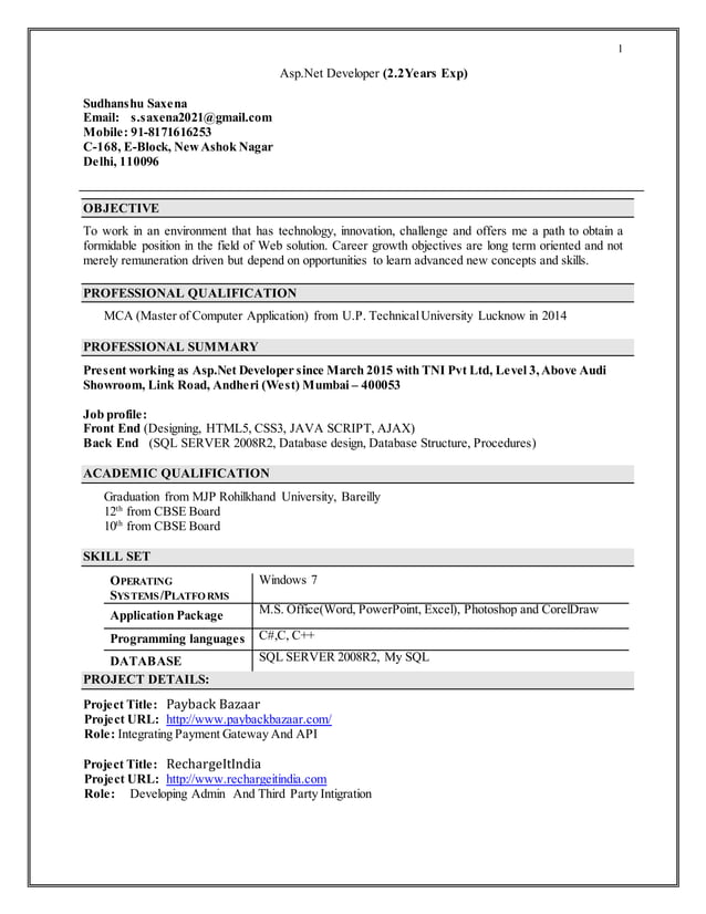 Resume-Sudhanshu ASP.NET