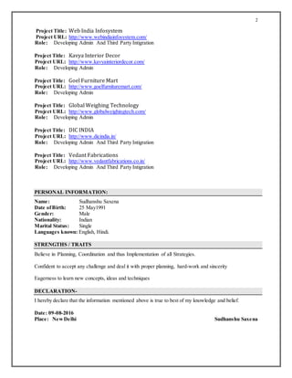 Resume-Sudhanshu ASP.NET | Programming Languages | Computing
