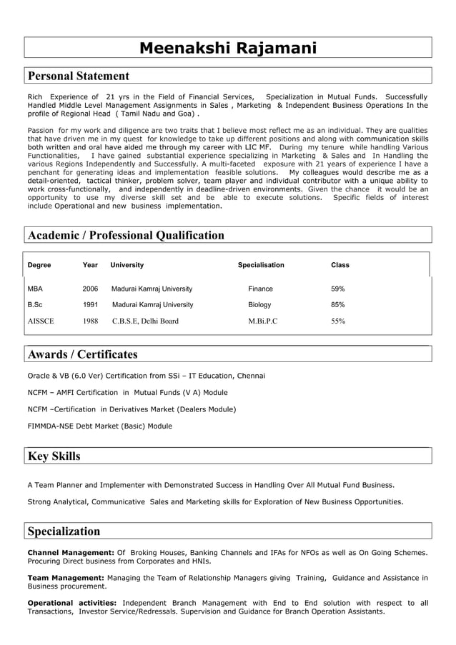 Meenakshi Rajamani- Resume | PDF