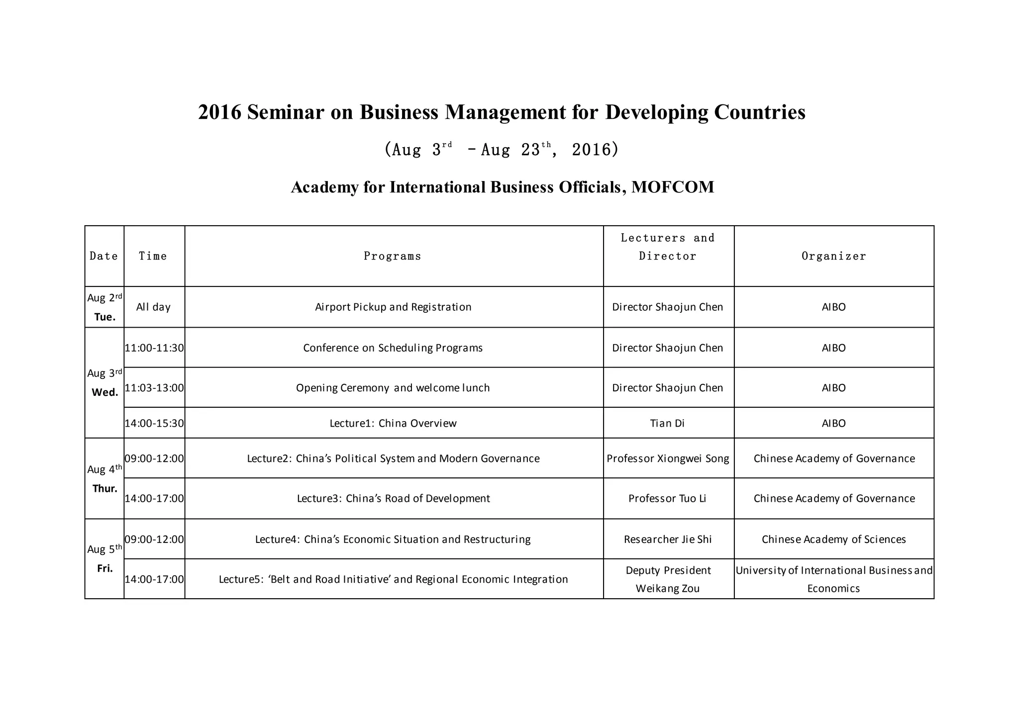 Business Seminar Schedule | PPT