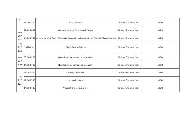 Business Seminar Schedule