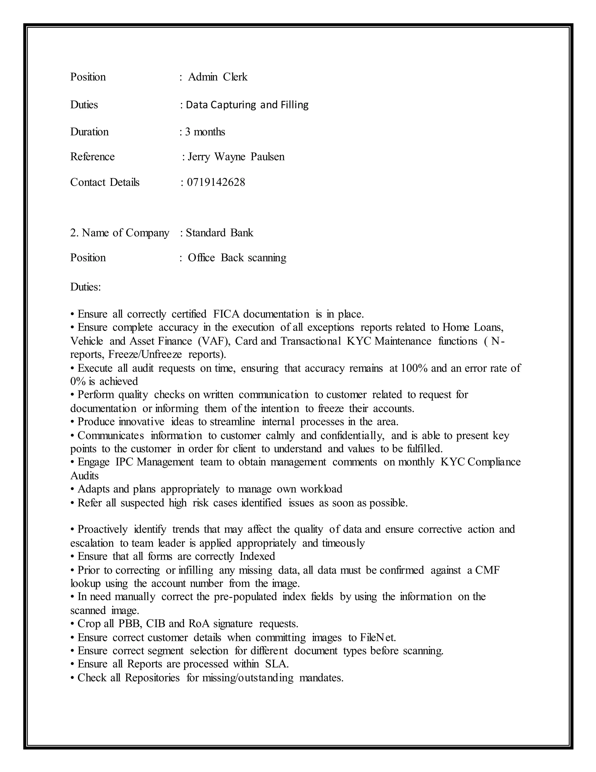cv of CHERNAY PAULSEN | DOCX