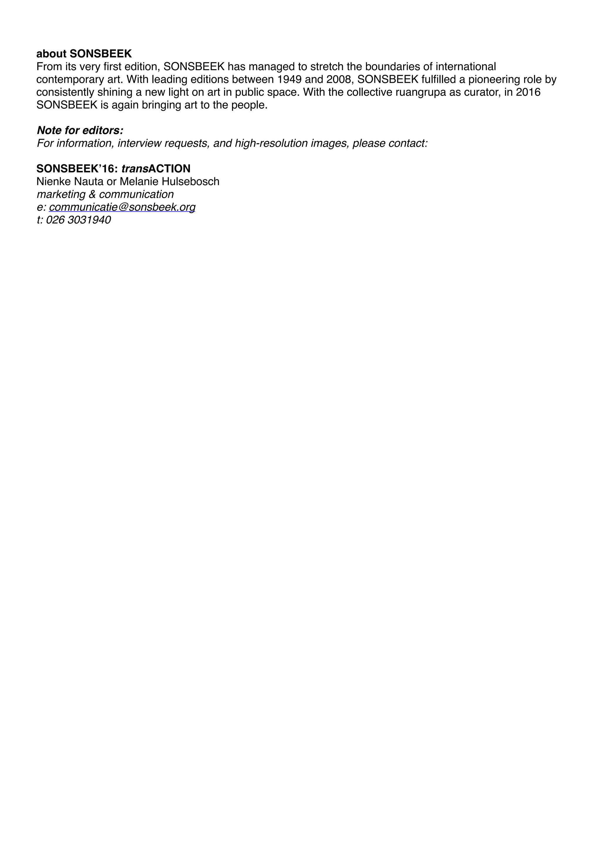 SONSBEEK '16 transACTION - Public Opening | PDF