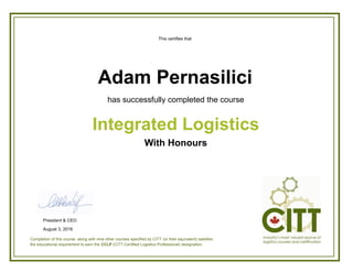 Integrated Logistics Certificate | PDF
