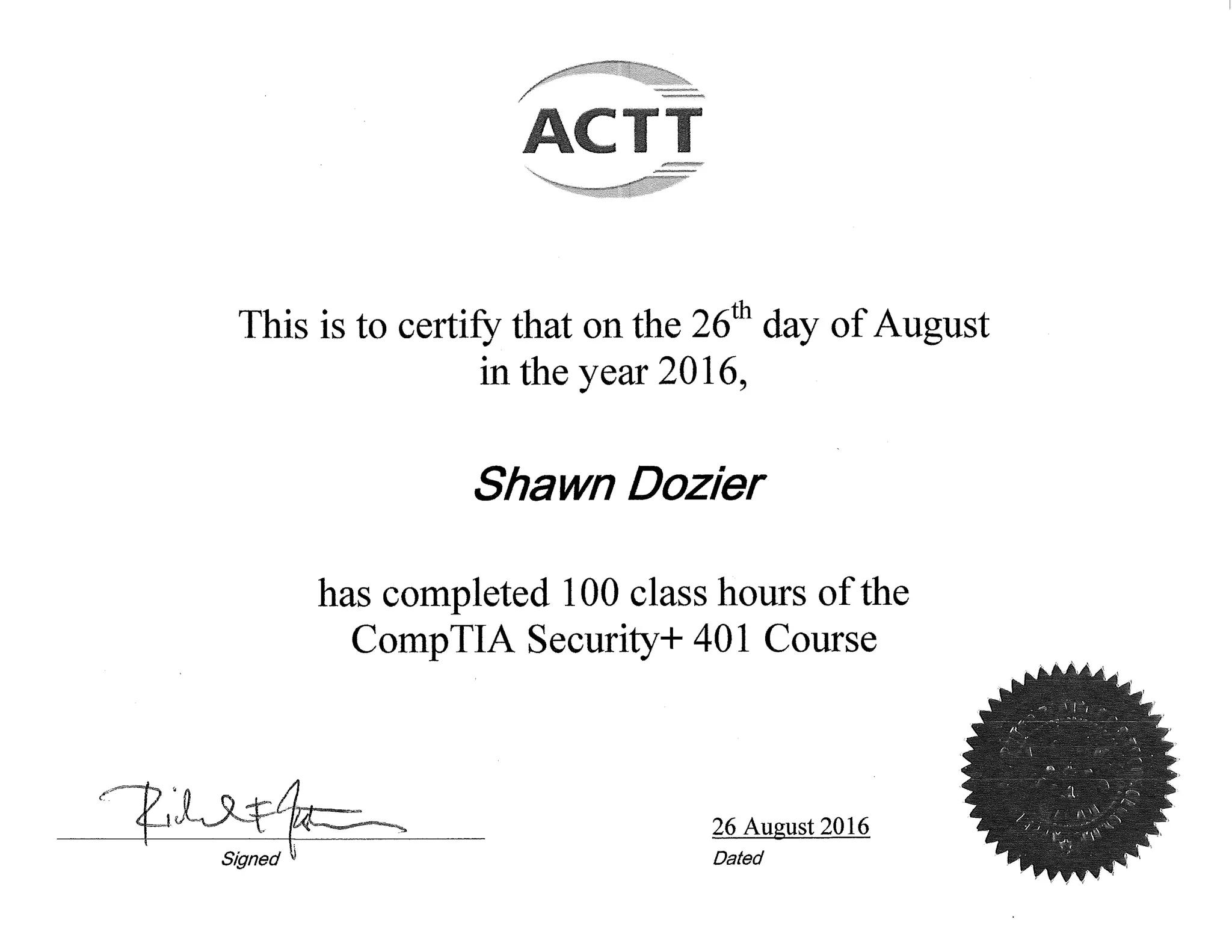 Dozier, Shawn COMPTIA Security + Course | PDF