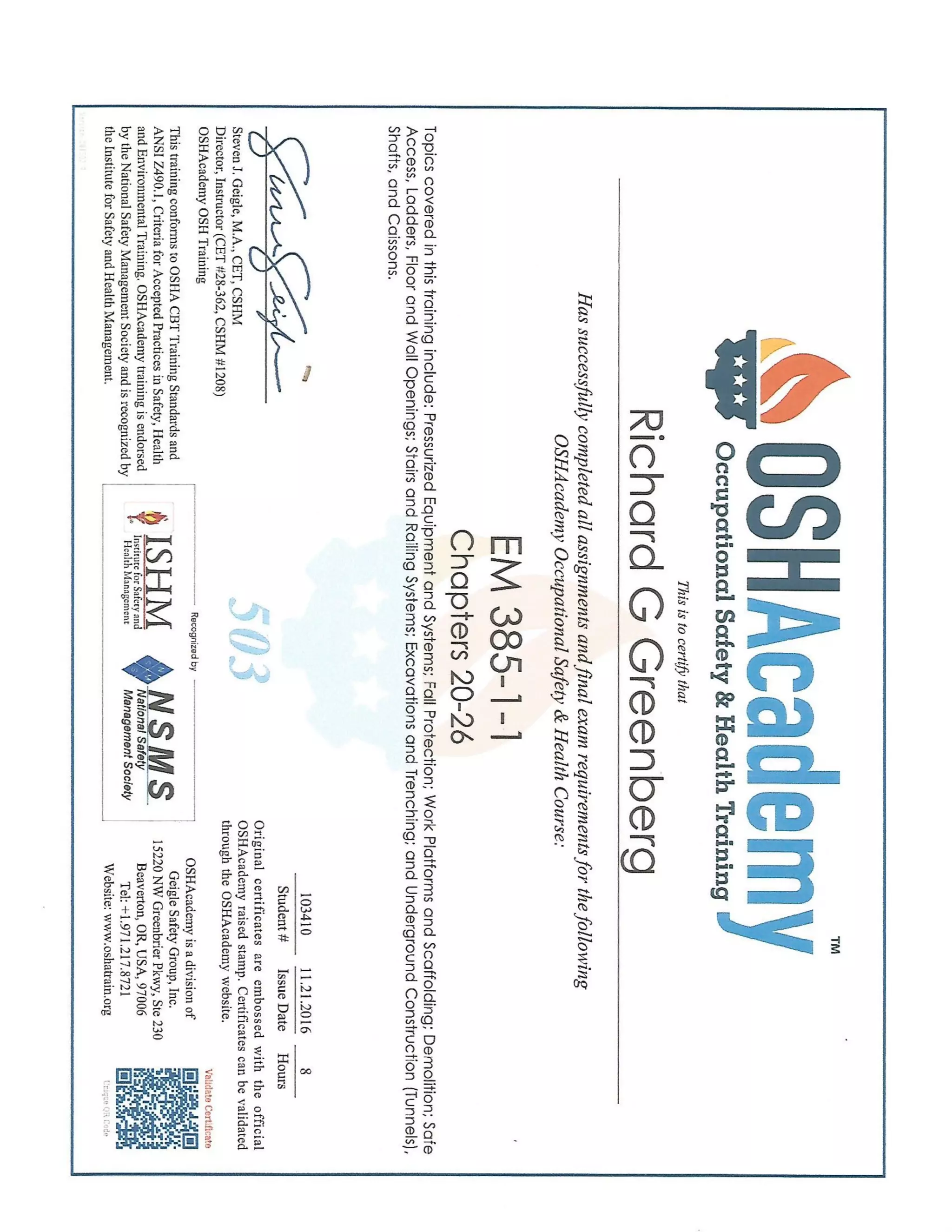 OSHAcademy EM 385 -1-1 Chapters 20 to 26 | PDF