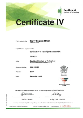 cert IV T & A 10_12_2013 | PDF