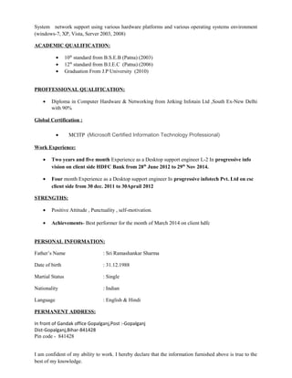 hemant resume | DOC