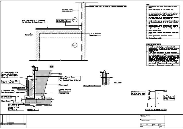 Sectional Hardscape Retaining Wall Drawing