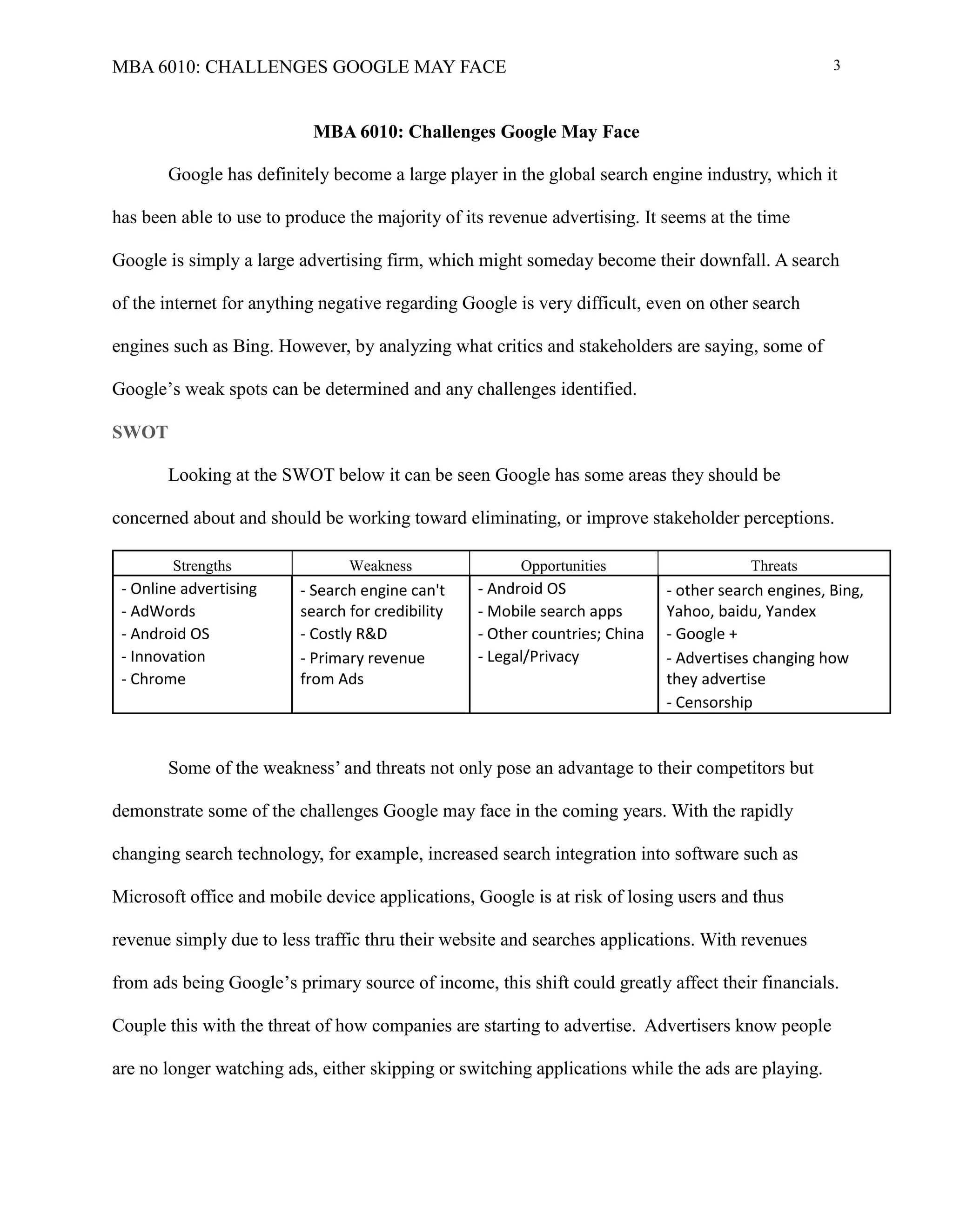 Challanges Google May Face | PDF