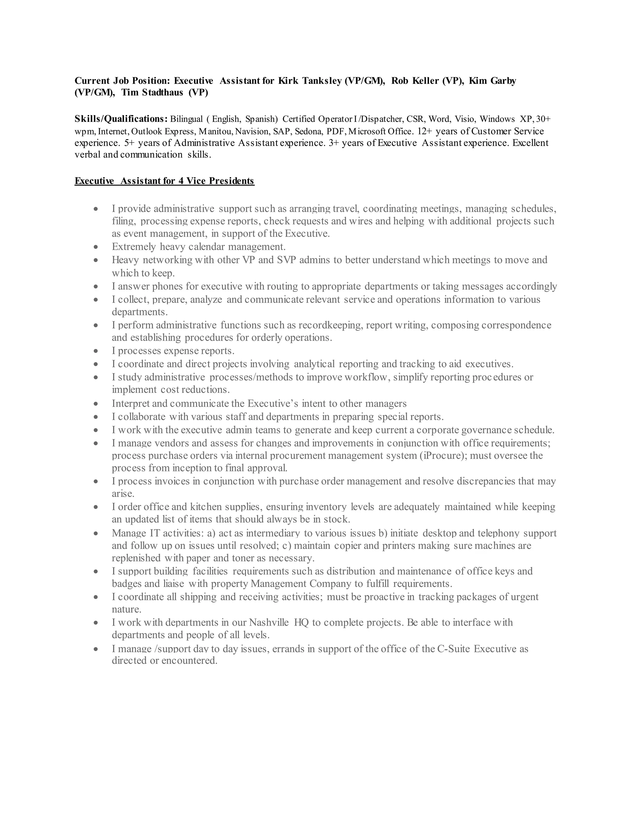 Current Job Position,Qualifications and References | DOCX