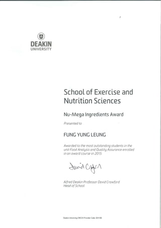 Nu- Mega Ingrediets Award (Deakin) | PDF