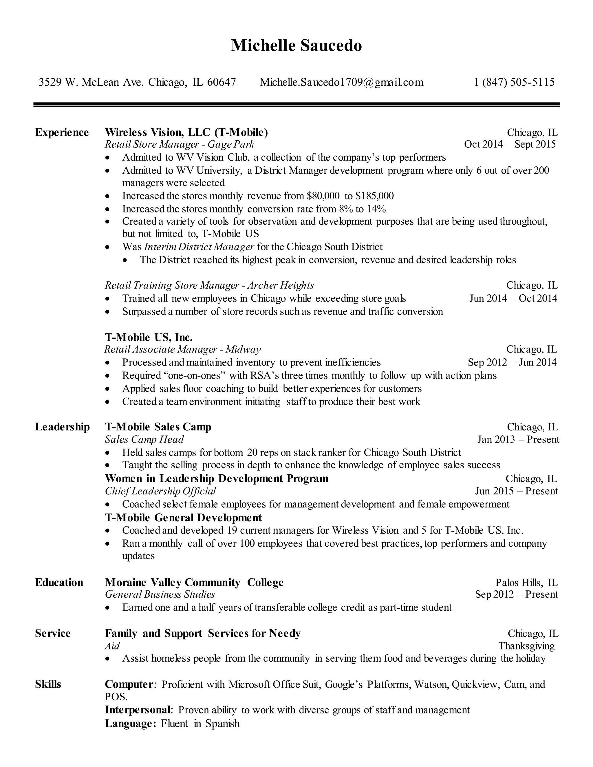 Michelle.Resume | DOCX | Business | Business and Finance