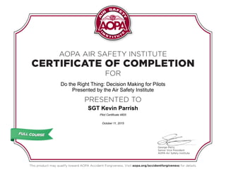 AOPA Do the right Thing Decision Making for Pilots | PPT