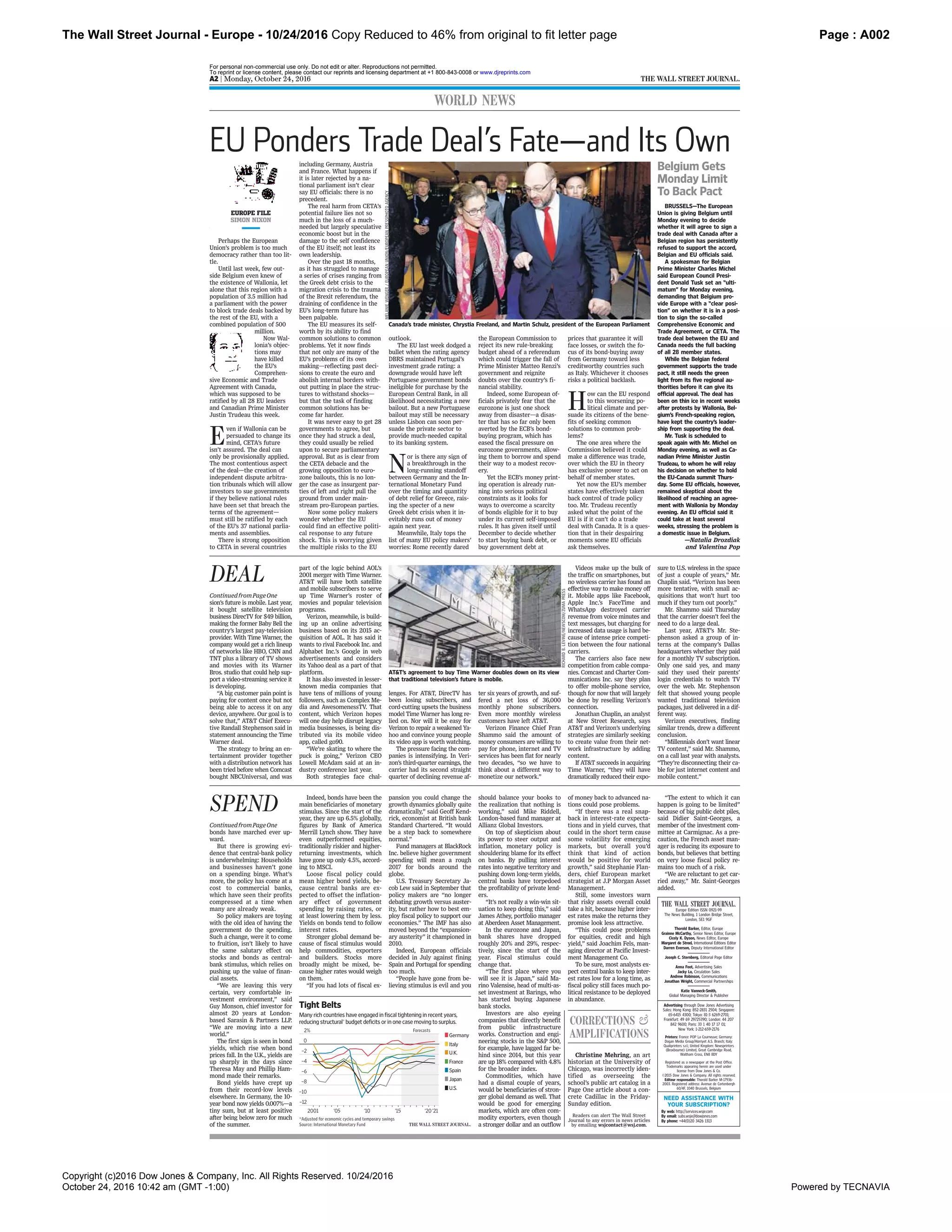 WSJ Article - Fiscal policy story | PDF