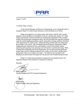 Par Pharmaceutical Rec. Letter | PDF