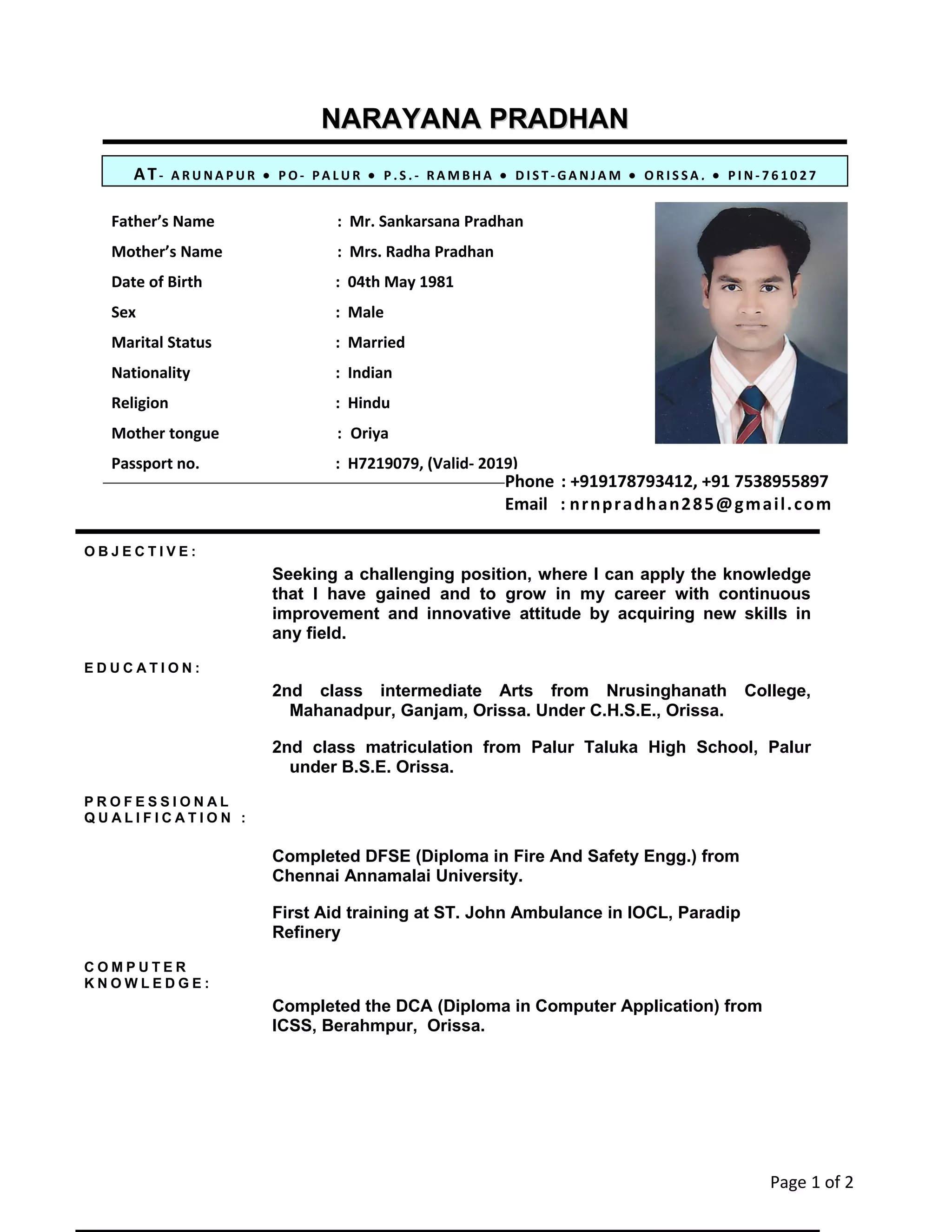 CV-Narayan Pradhan | DOC