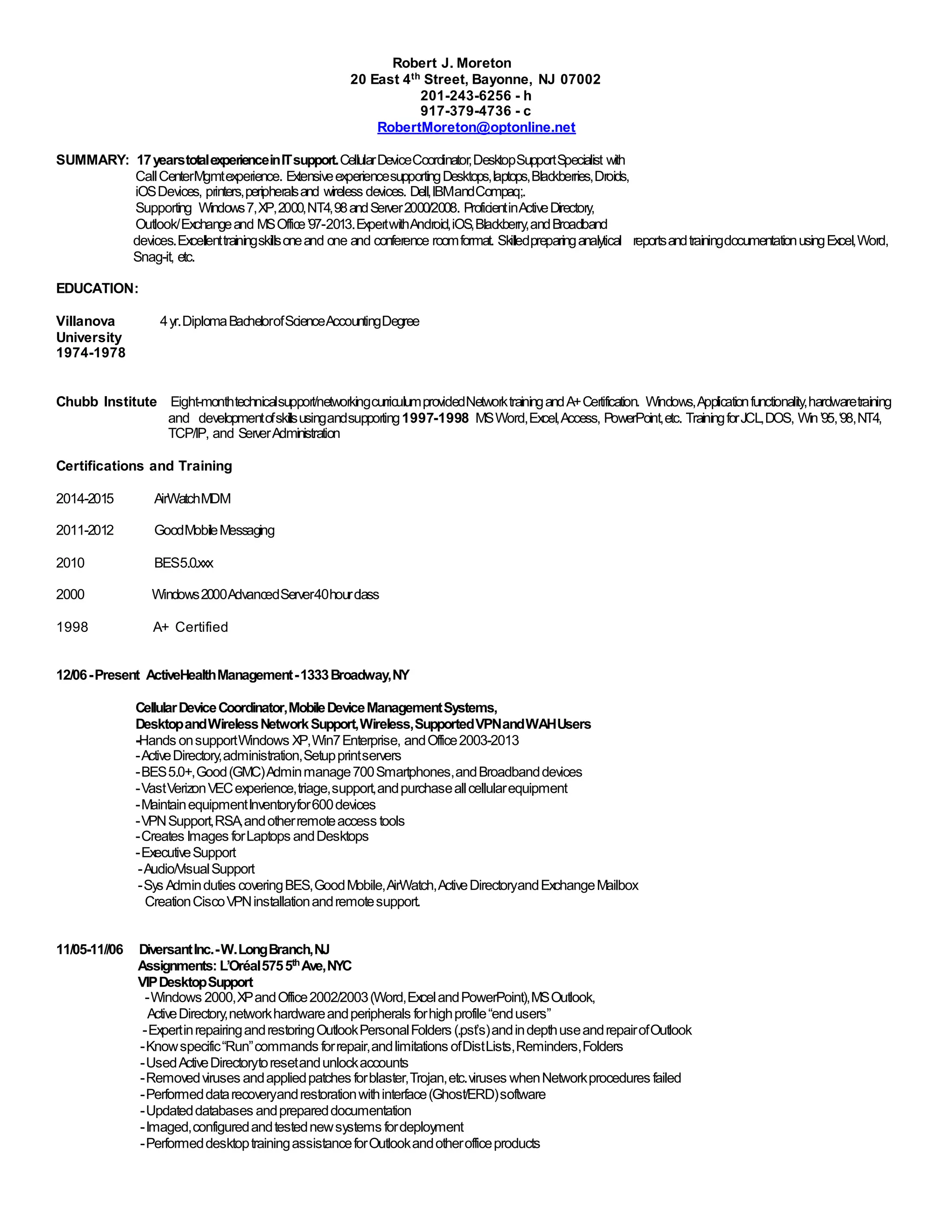 RobertJMoreton | DOCX | IT and Internet Support | Internet