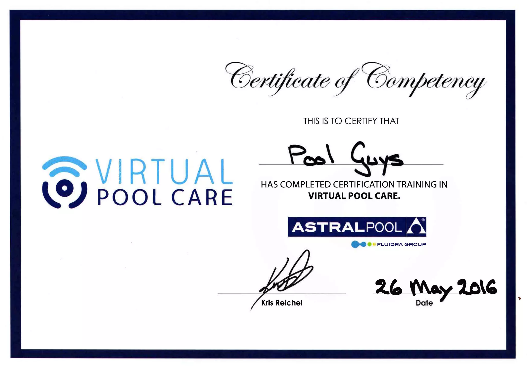 Virtual Pool Care Certificate | PDF