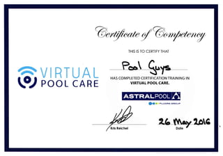 Virtual Pool Care Certificate | PPT