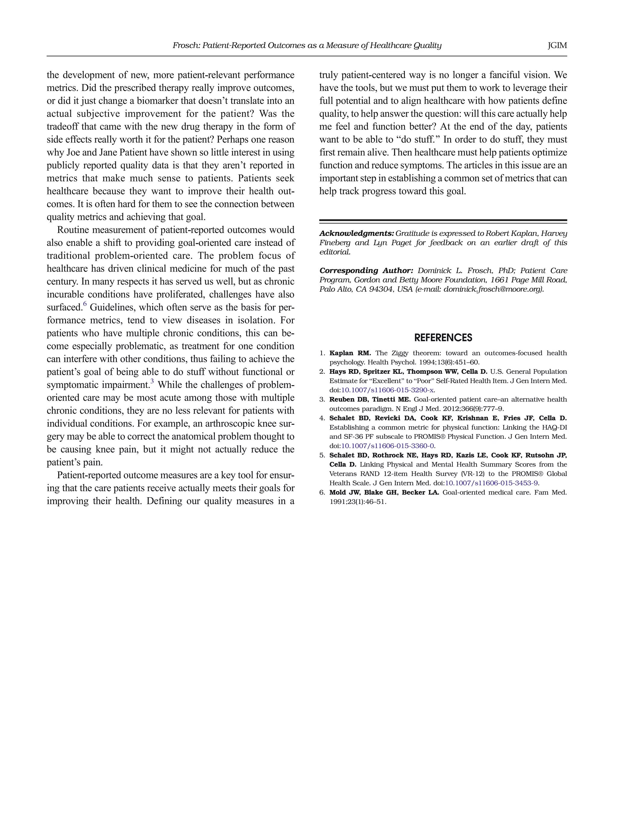 Frosch PROs JGIM | PDF