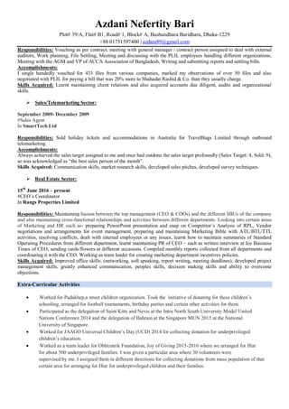 RESUME OF AZDANI NEFERTITY BARI | PDF