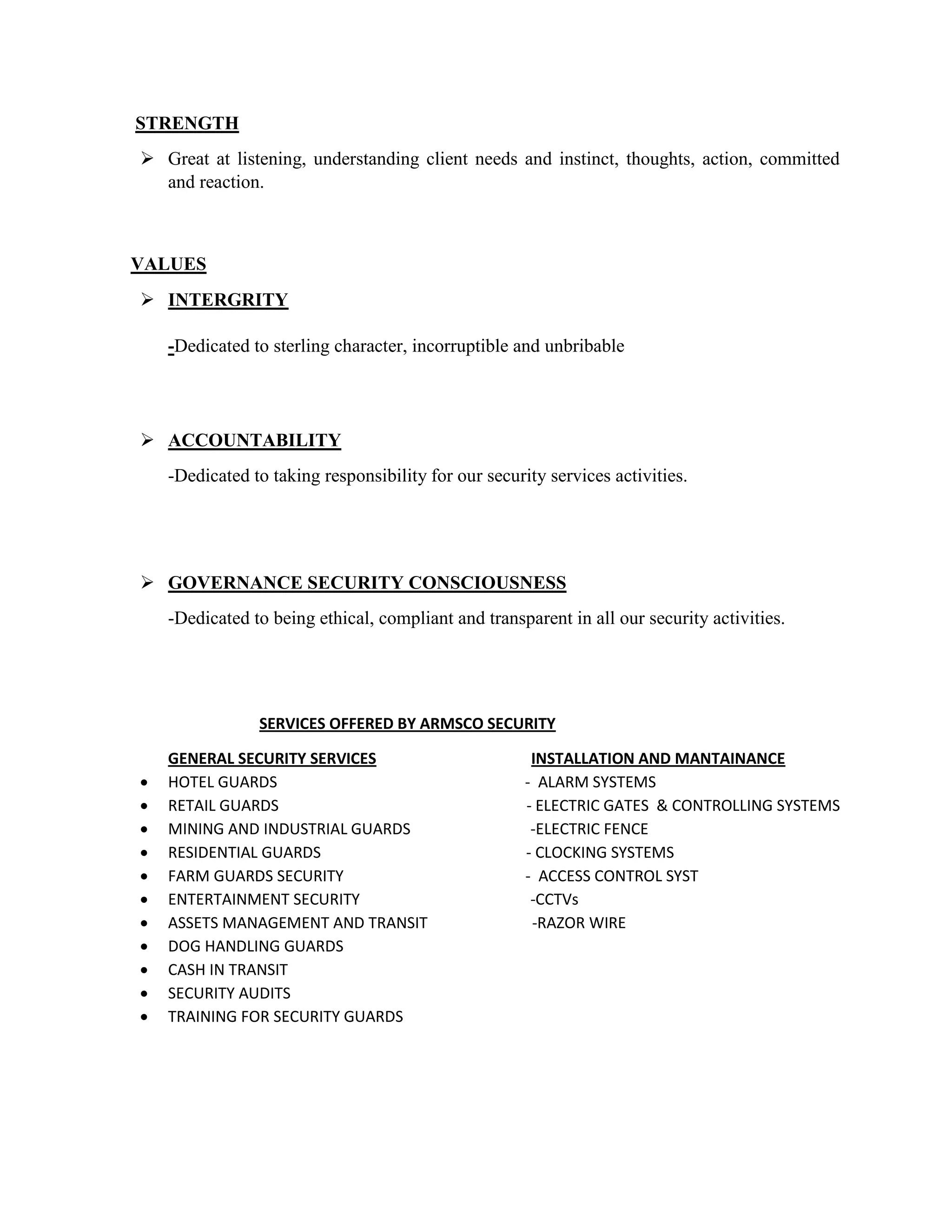 ARMSCO SECURITY SERVICES-2 | PDF