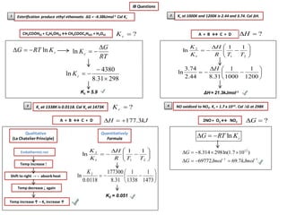 IB Chemistry on Gibbs Free Energy and Equilibrium constant, Kc | PDF