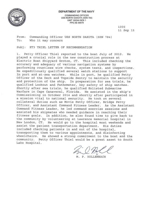 Navy Letter of Recommendation1 | PDF