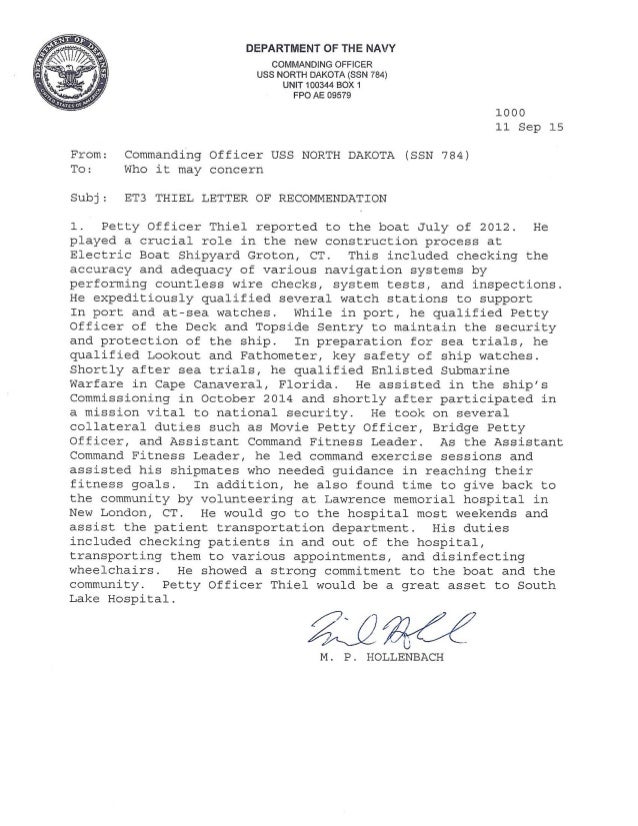 Navy Letter Of Recommendation1 Navy Letter Of Recommendation1