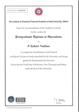 Post Graduate certificate_ICFAI | PDF