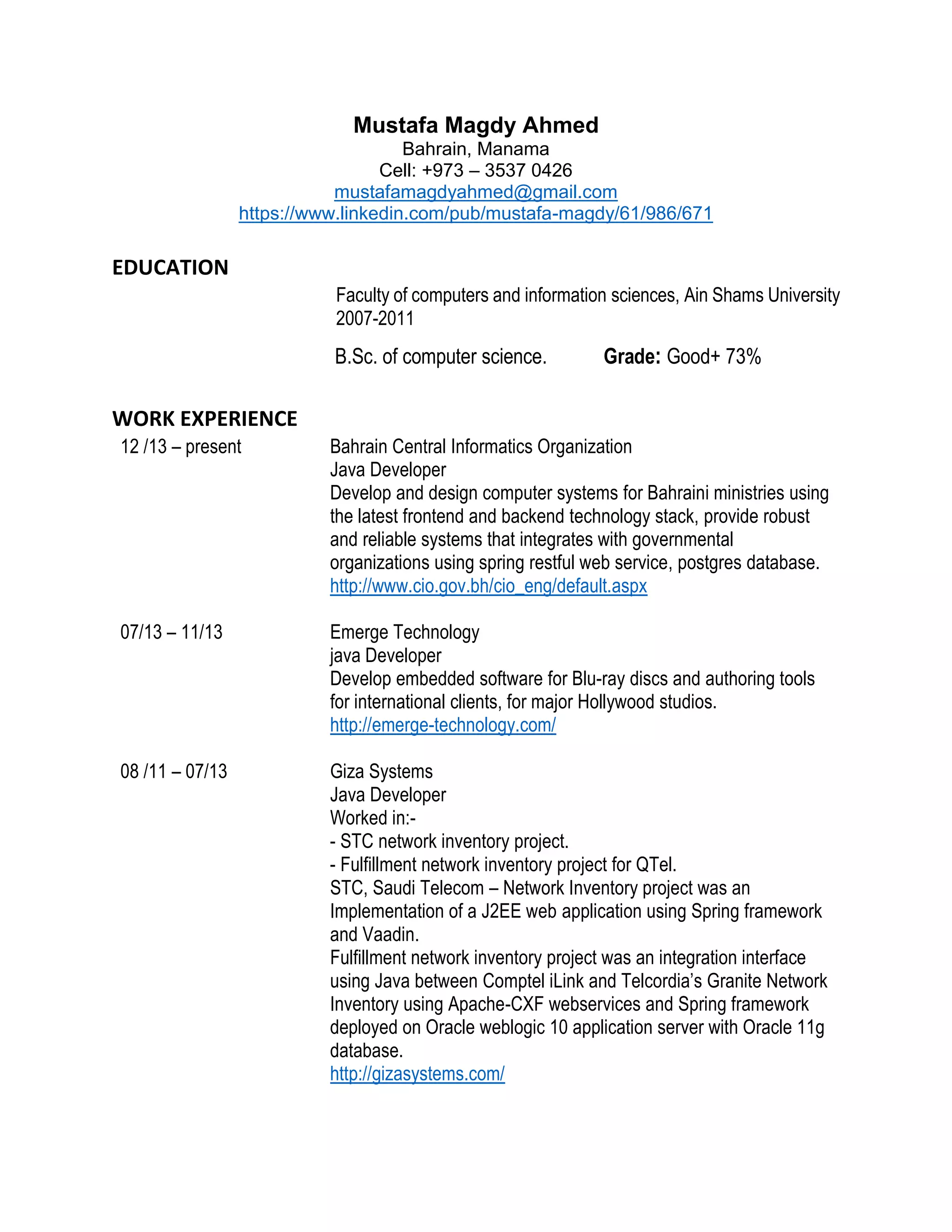 Mustafa Magdy Ahmed Resume | PDF