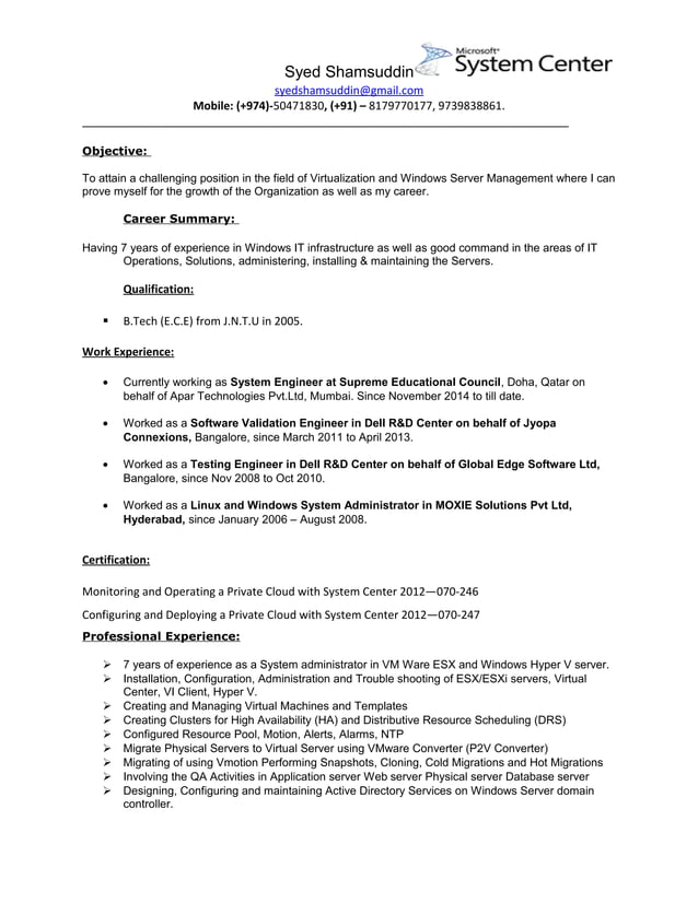 Syed Shamsuddin Resume _7Years | DOC