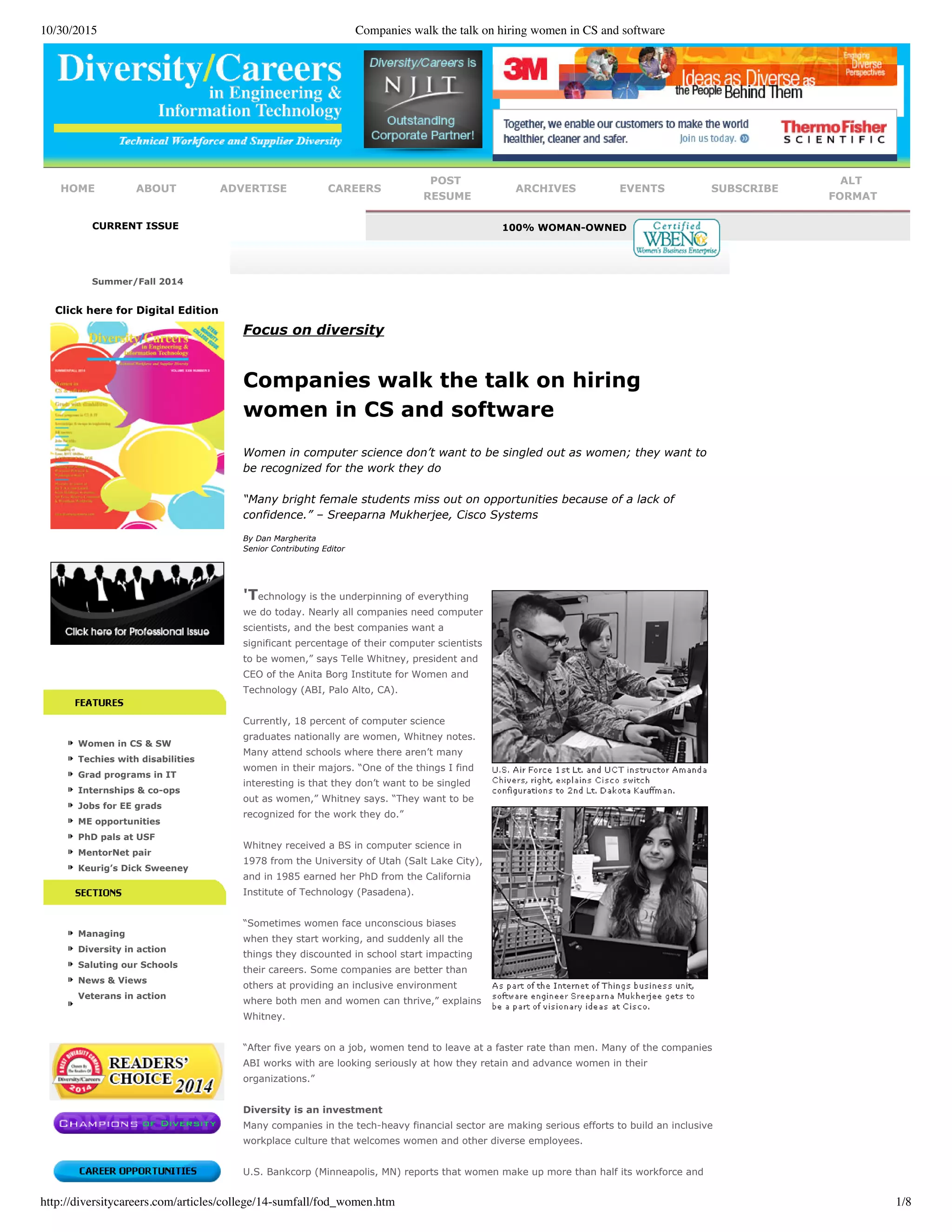 Companies walk the talk on hiring women in CS and software | PDF