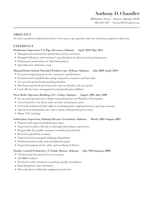 Chandler, Anthony - resume | PDF