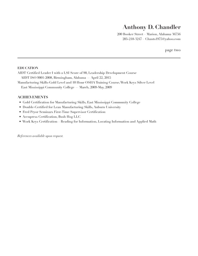 Chandler, Anthony - resume | PDF