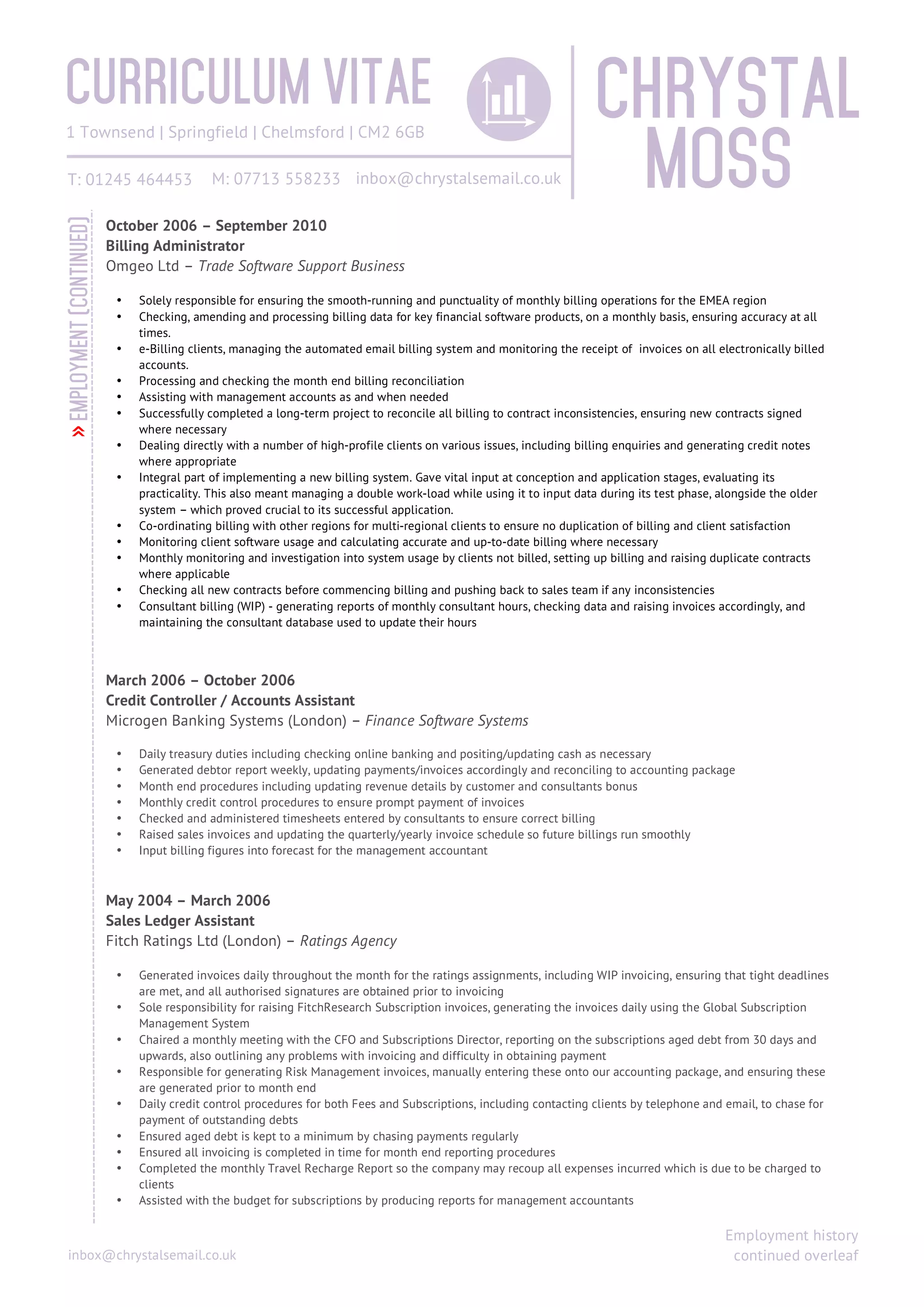 Chrystal Moss CV 2016 | PDF