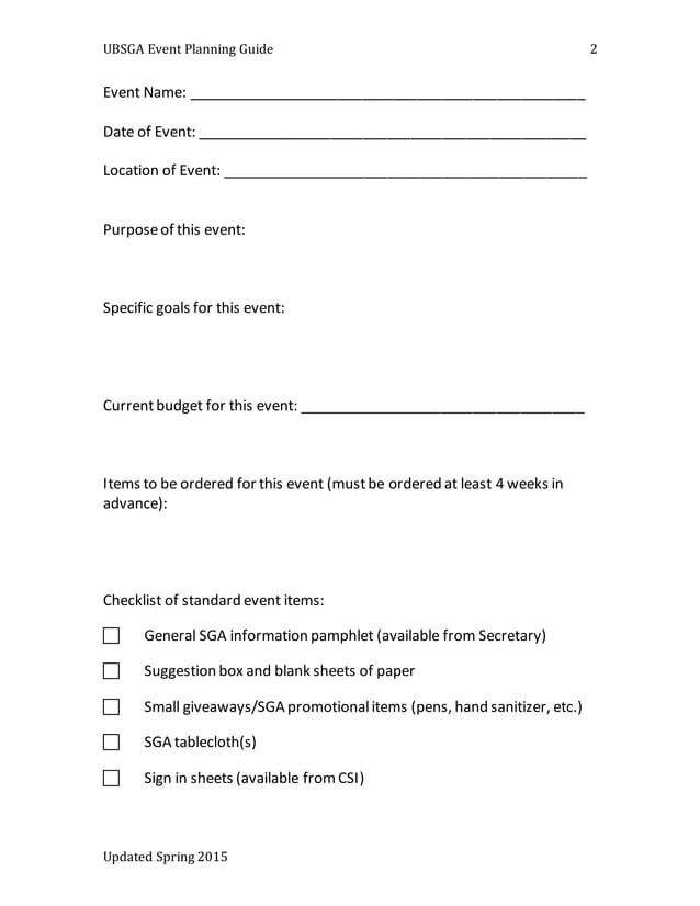 SGA Event Planning Guide | DOCX | Prom | Personal Celebrations & Life ...