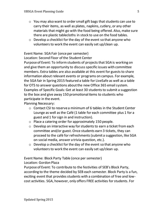 SGA Event Planning Guide | DOCX | Prom | Personal Celebrations & Life Events