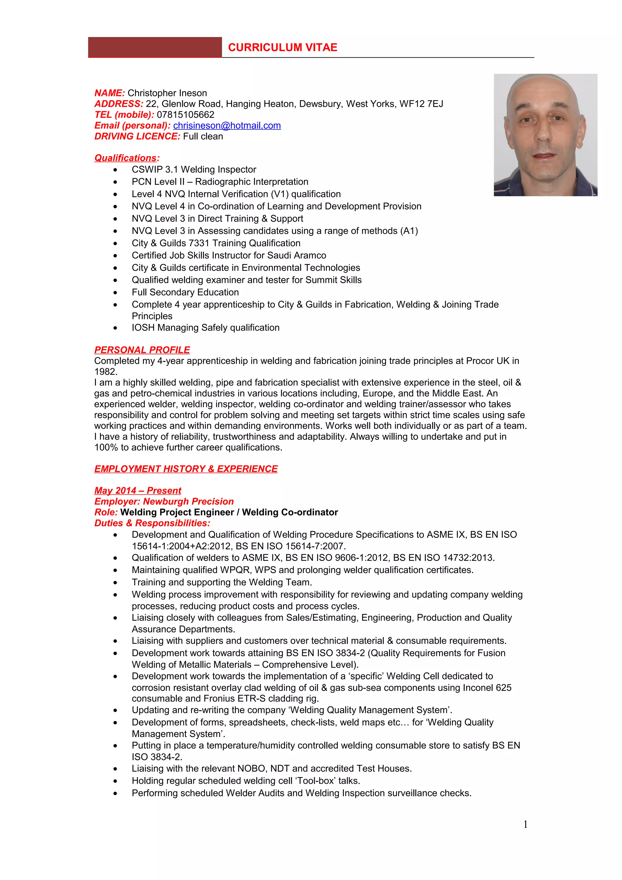 CV Revised Jan 15 | DOC | Business | Business and Finance