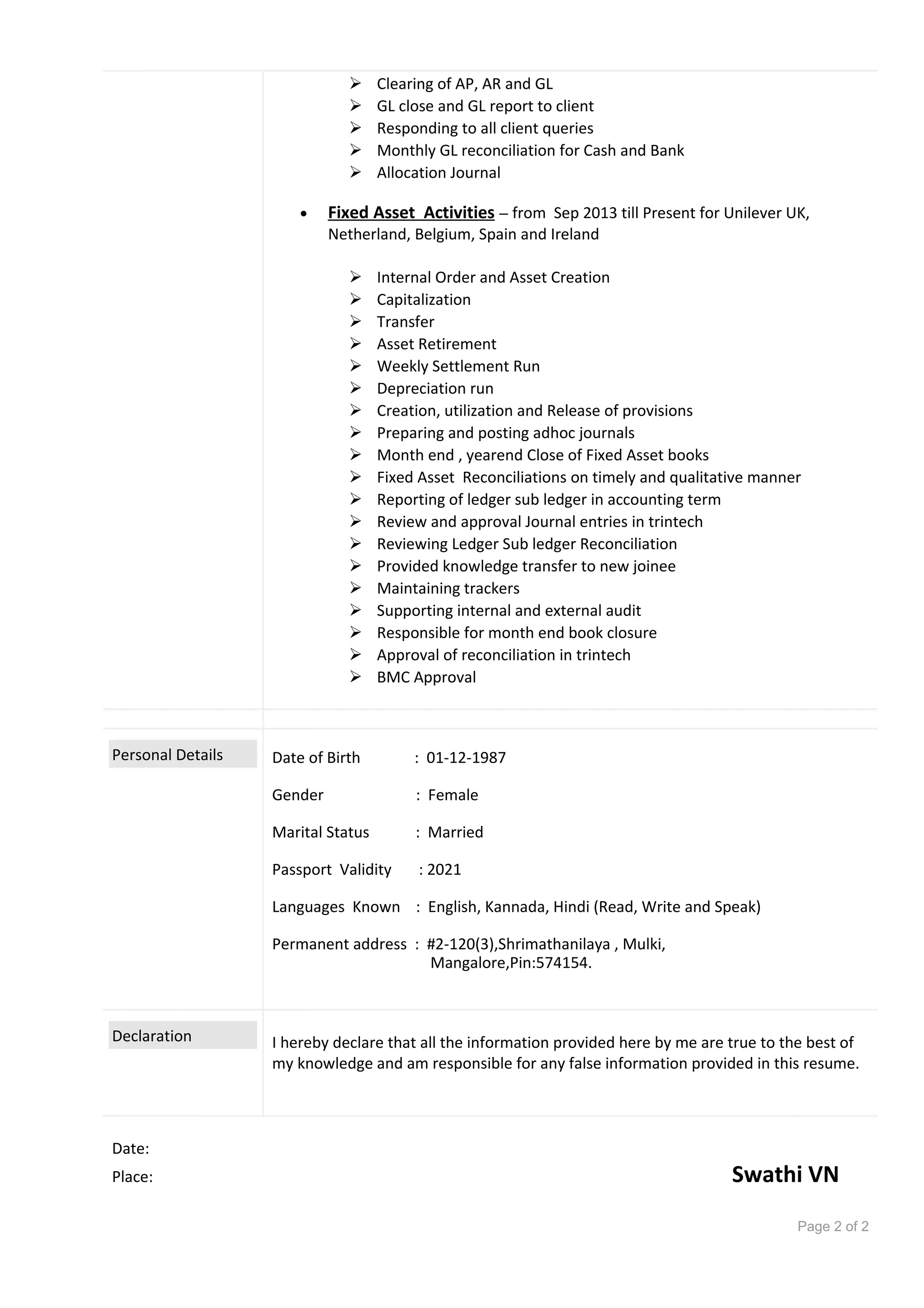 swathi vn _Resume | PDF