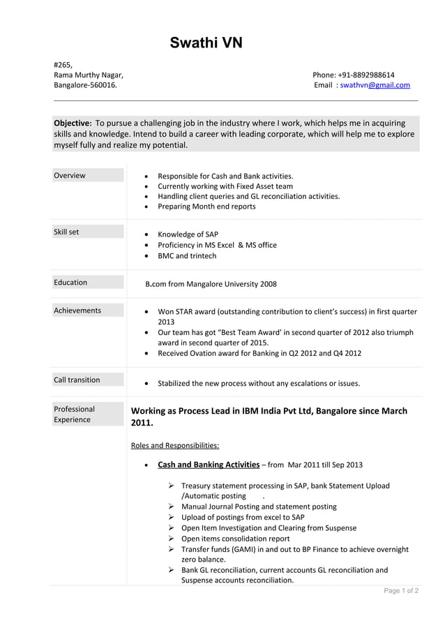 swathi vn _Resume | PDF