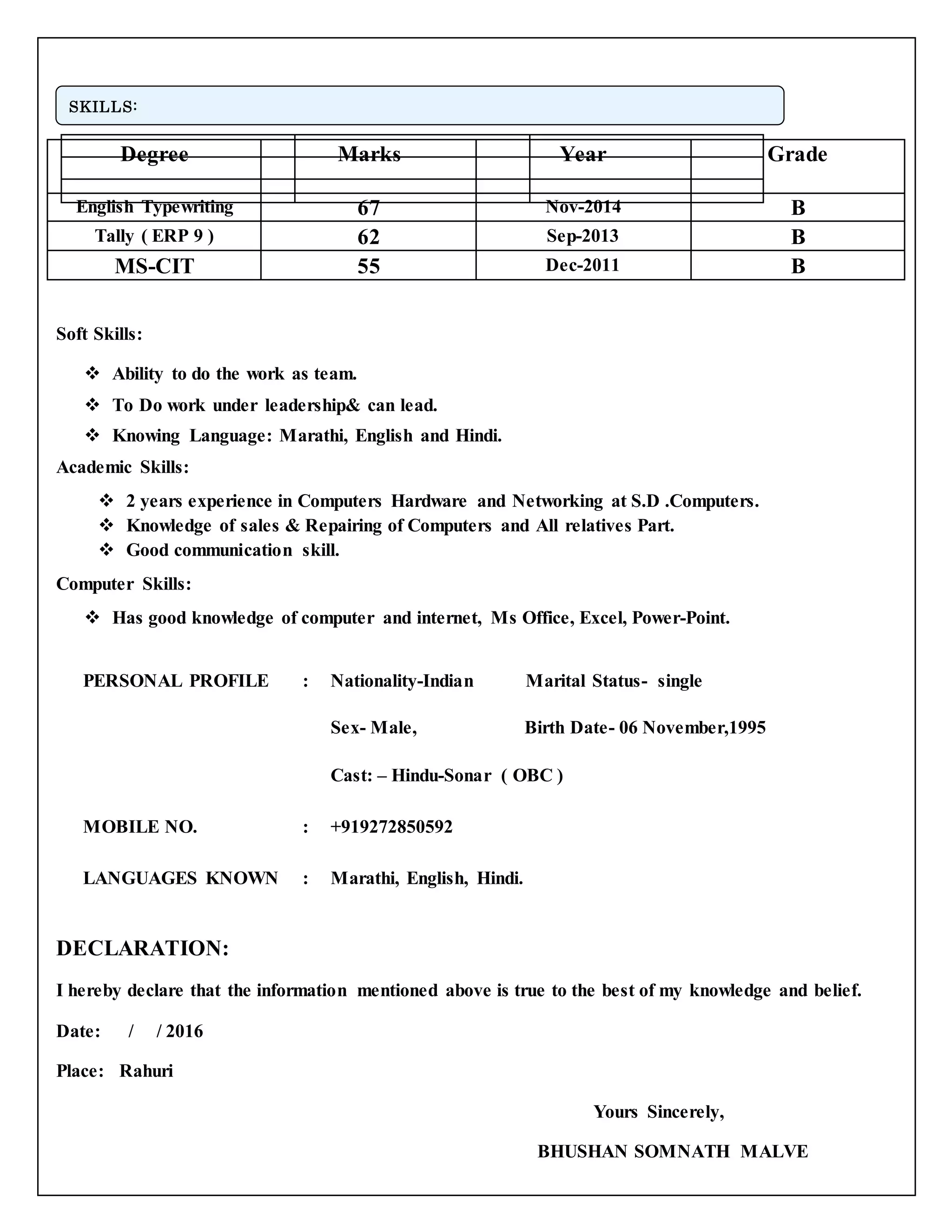 Cms resume | DOCX | Secondary Education | Education