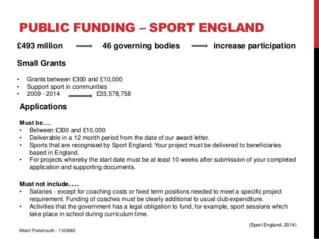 Funding for sport