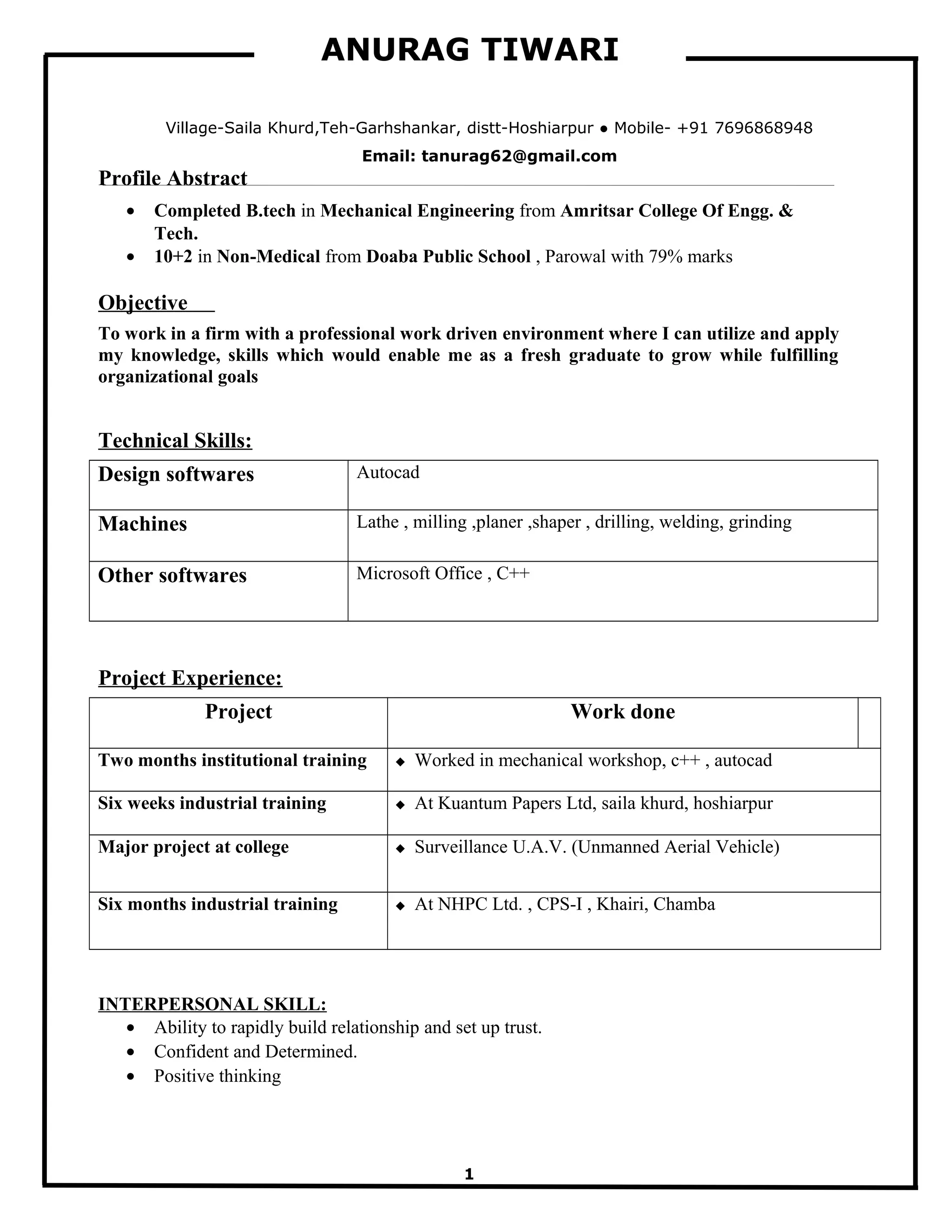 ANURAG RESUME | PDF