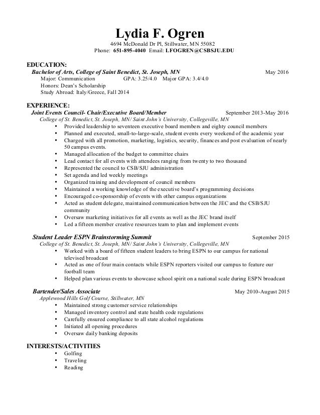 Lydia Ogren Resume