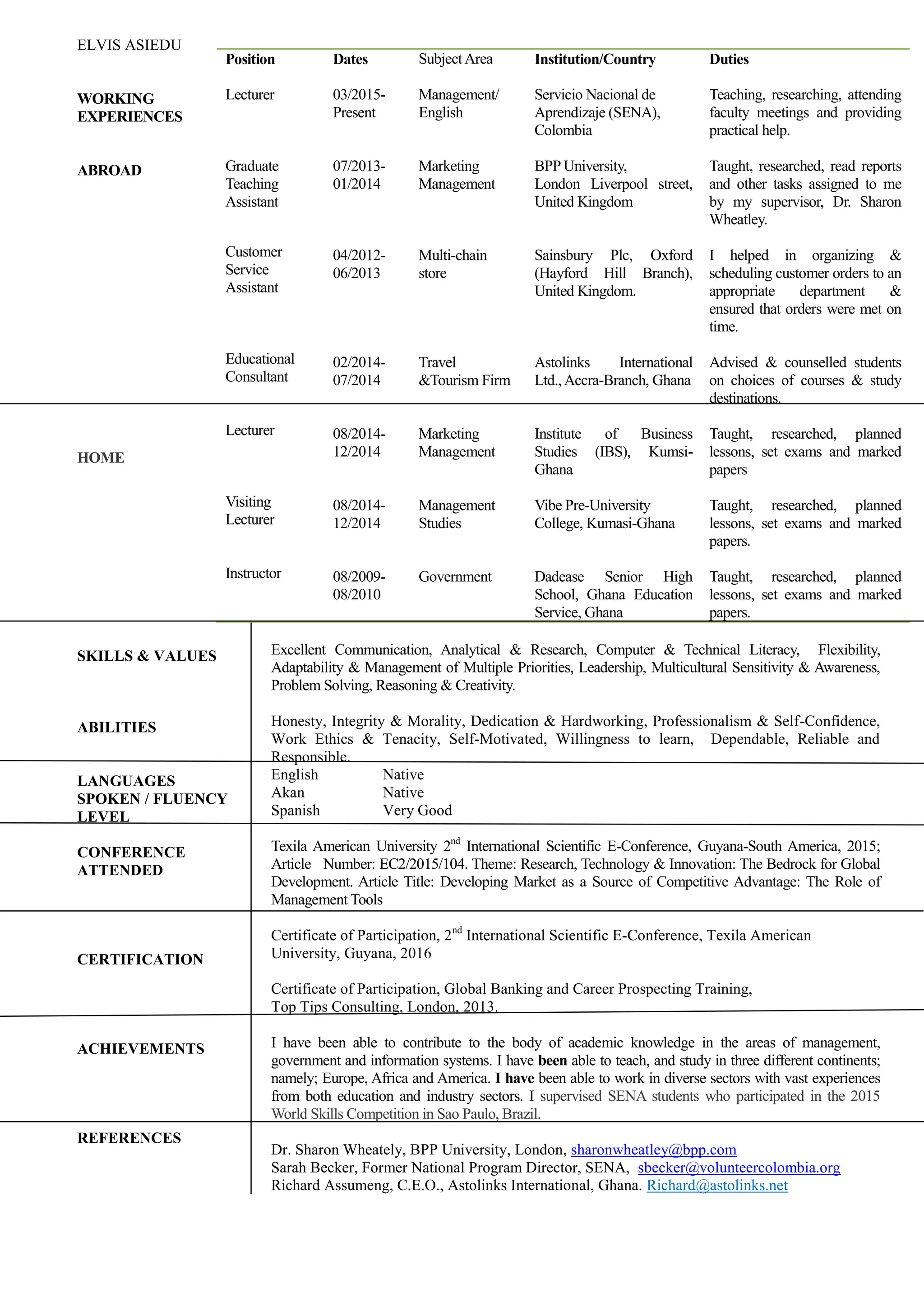 Asiedu's CV, | PDF
